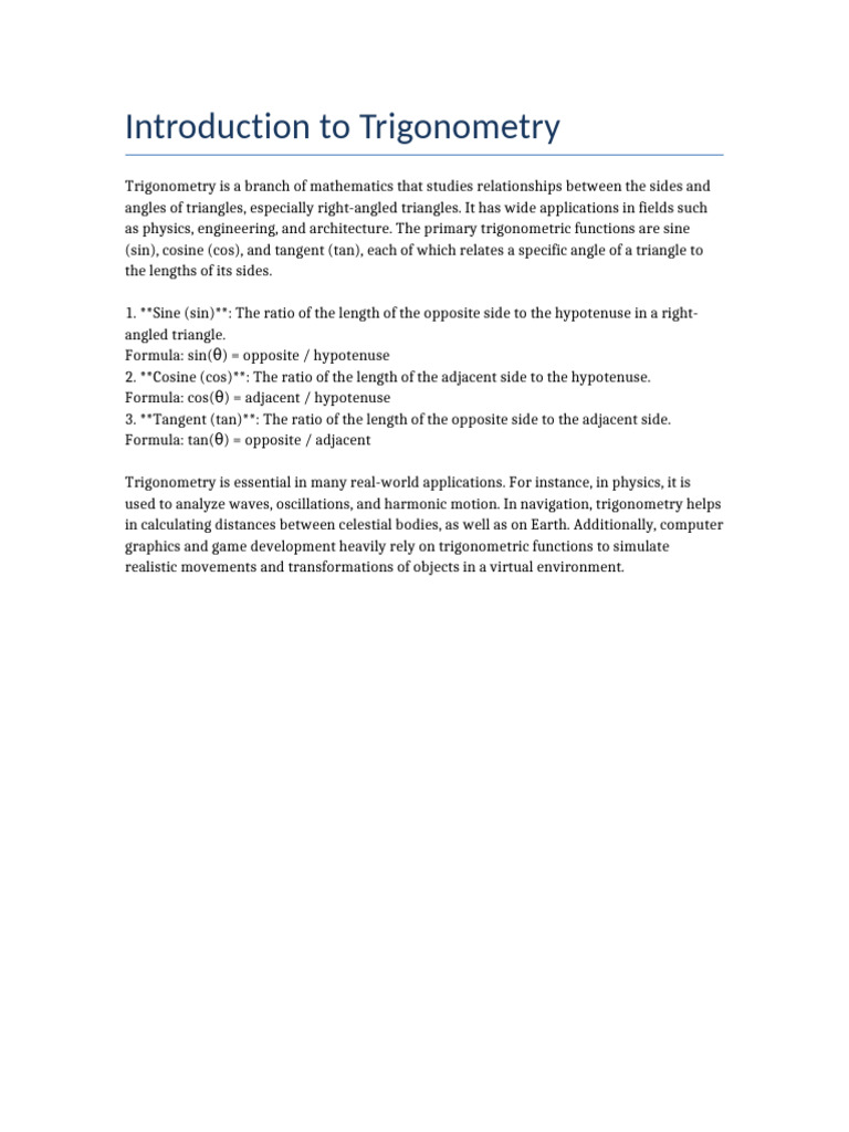 Introduction To Trigonometry Revised | PDF