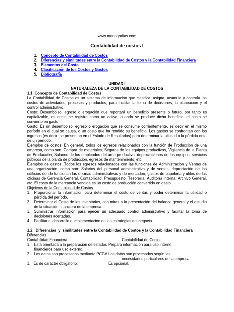 Contabilidad de Costos: Conceptos Clave | PDF | Contabilidad de costos | Contabilidad