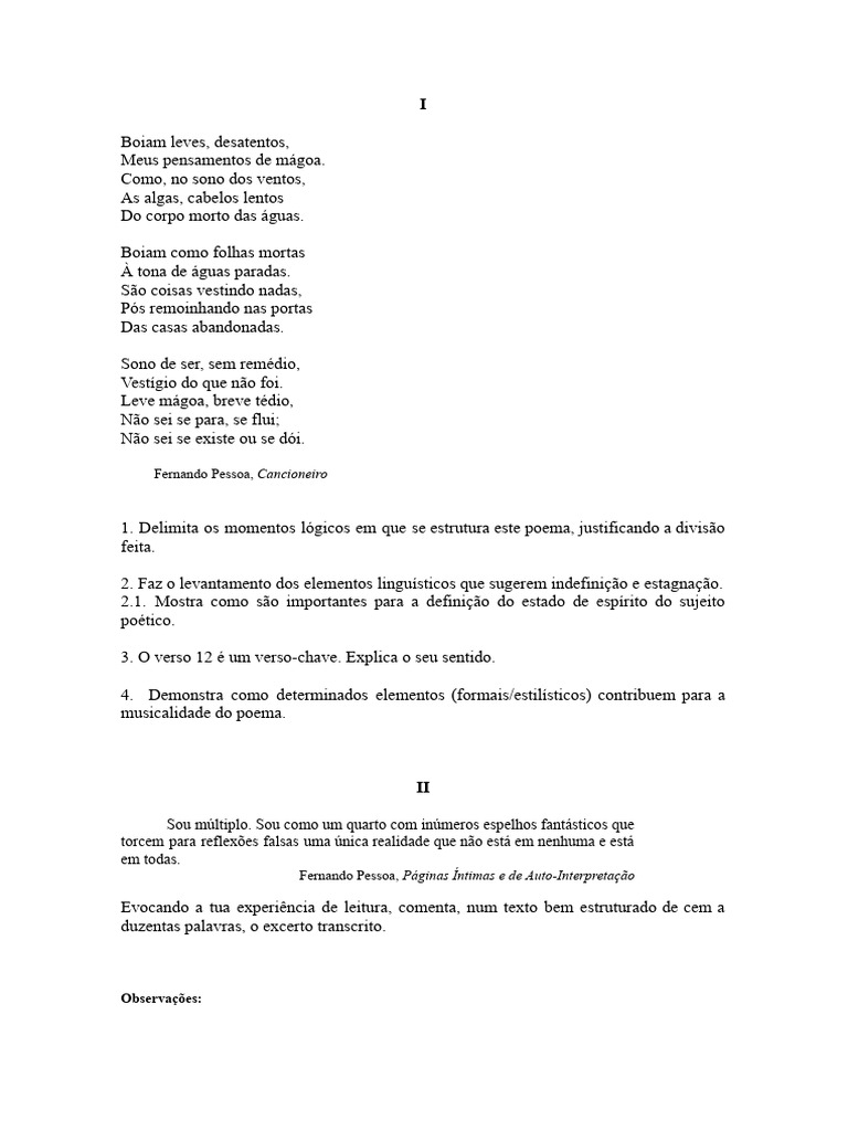 Análise Poética de Fernando Pessoa | PDF