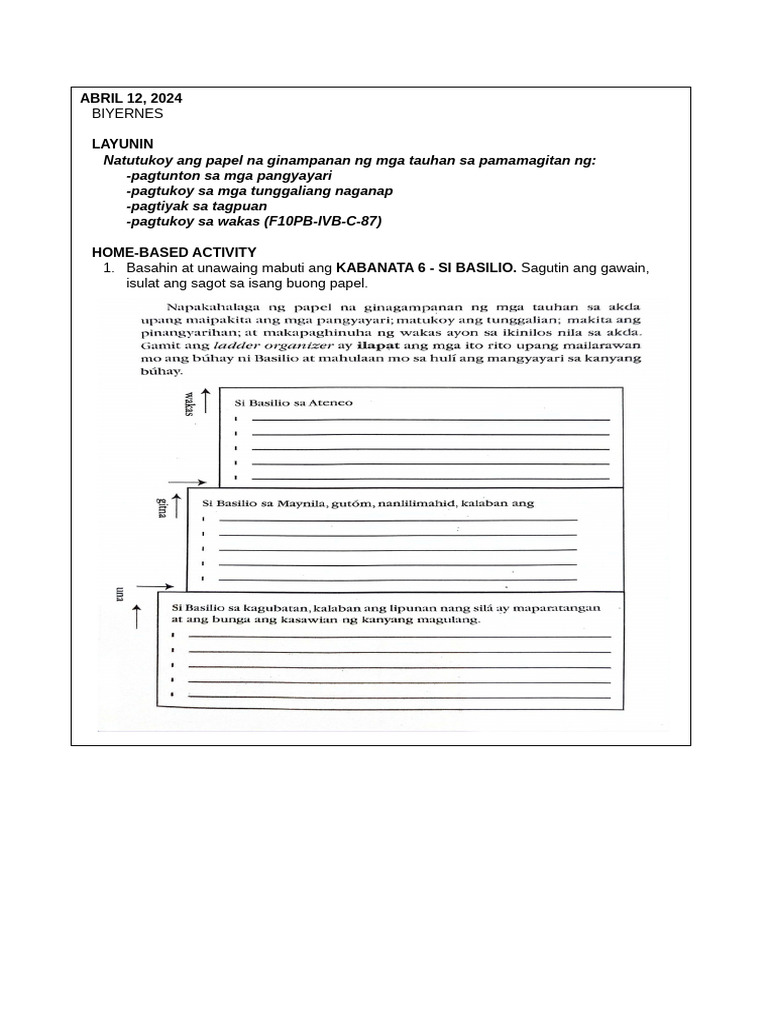 Homebased Activity April 12 2024 | PDF