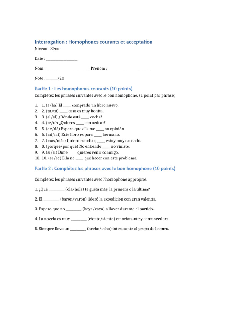 Interrogation_Homophones_Acceptation_3e | PDF