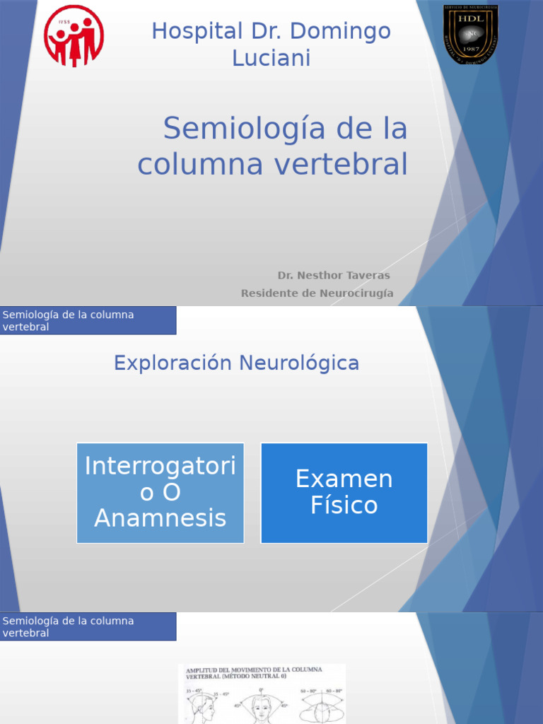 Semiología de la Columna Vertebral | PDF | La columna vertebral | Tórax ...