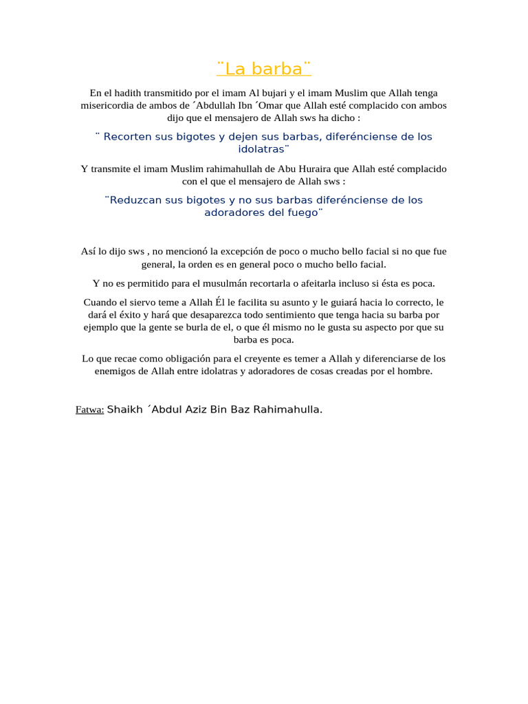 La Barba en El Islam | PDF