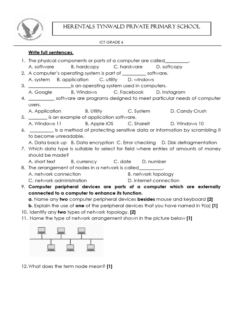Grade 6 ICT Exam Questions | PDF