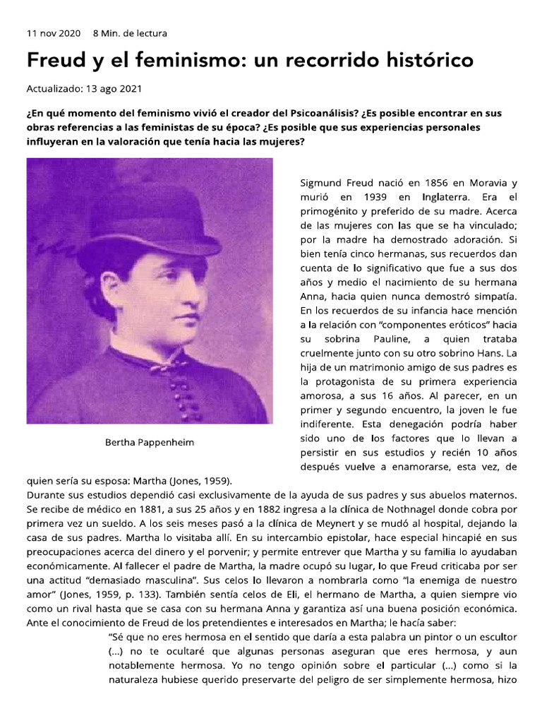 Freud y El Feminismo Un Recorrido Histórico | PDF