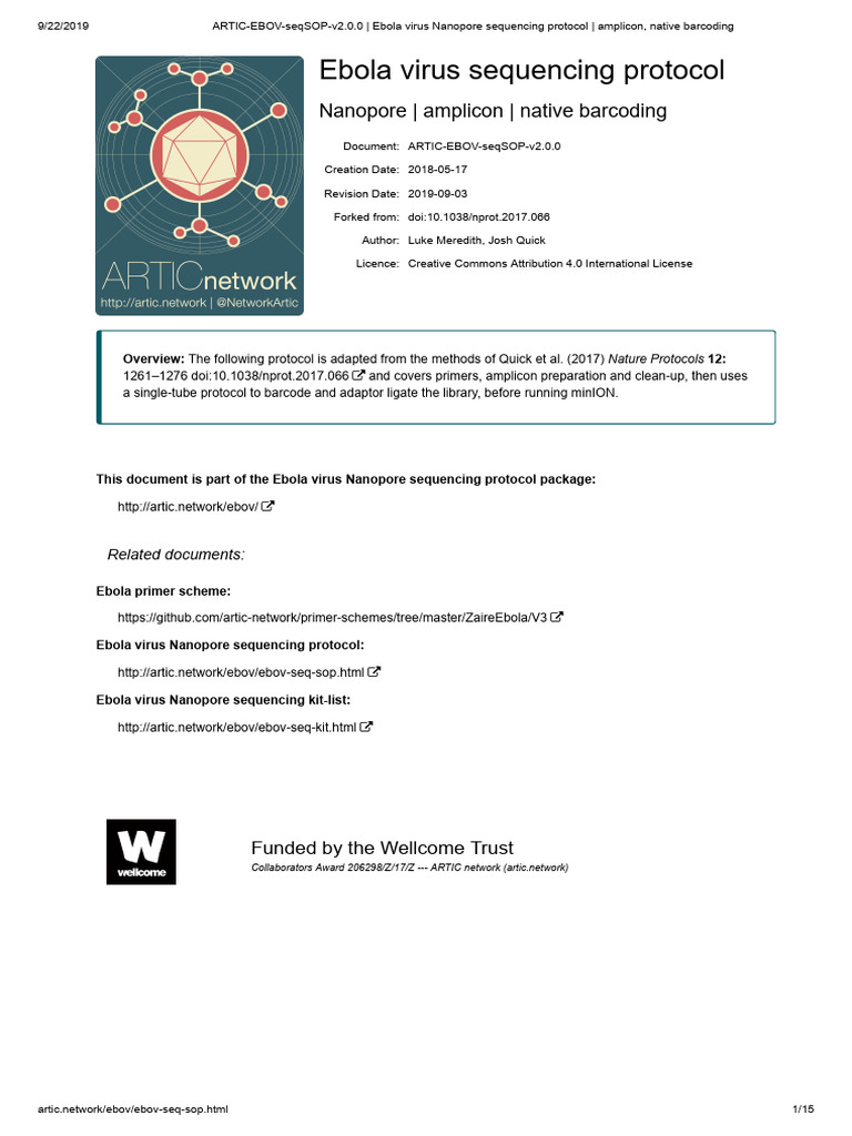 ARTIC-EBOV-seqSOP-v2.0.0 - Ebola Virus Nanopore Sequencing Protocol - Amplicon, Native Barcoding ...