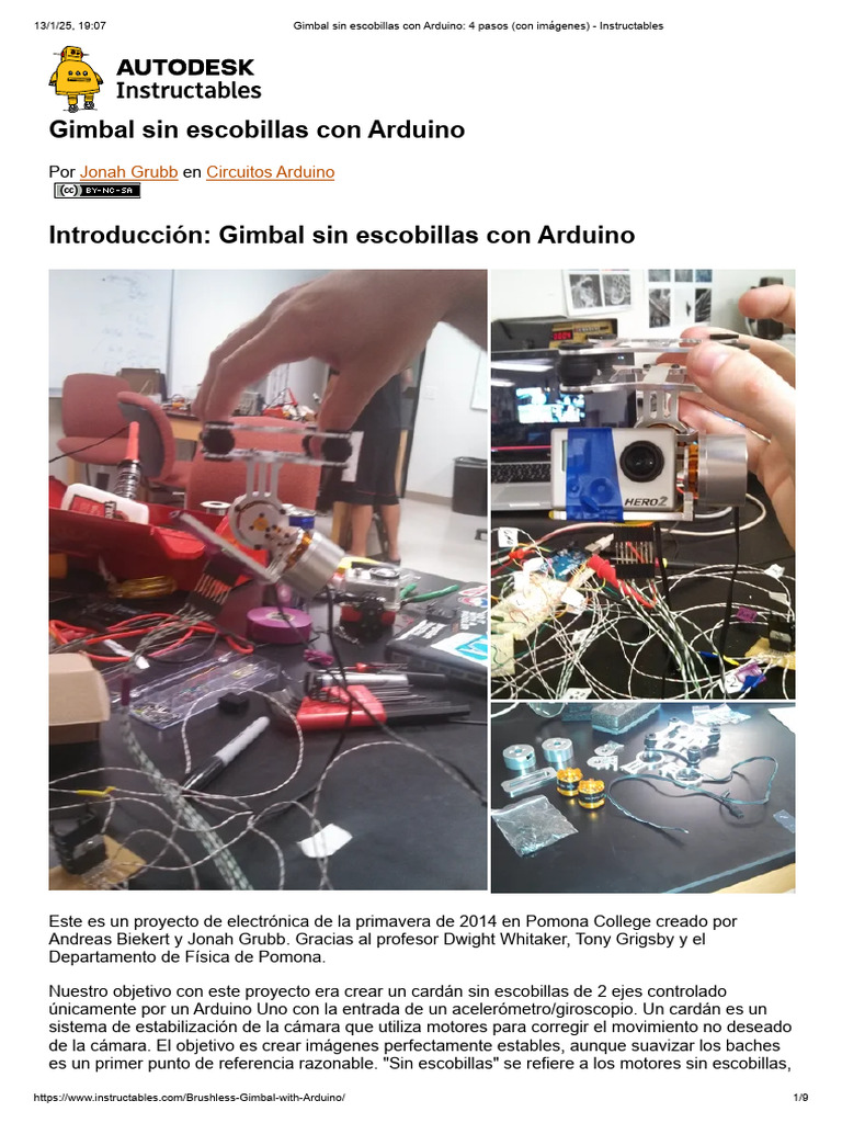 Gimbal Sin Escobillas Con Arduino_ 4 Pasos (Con Imágenes) - Instructables | PDF | Electricidad ...