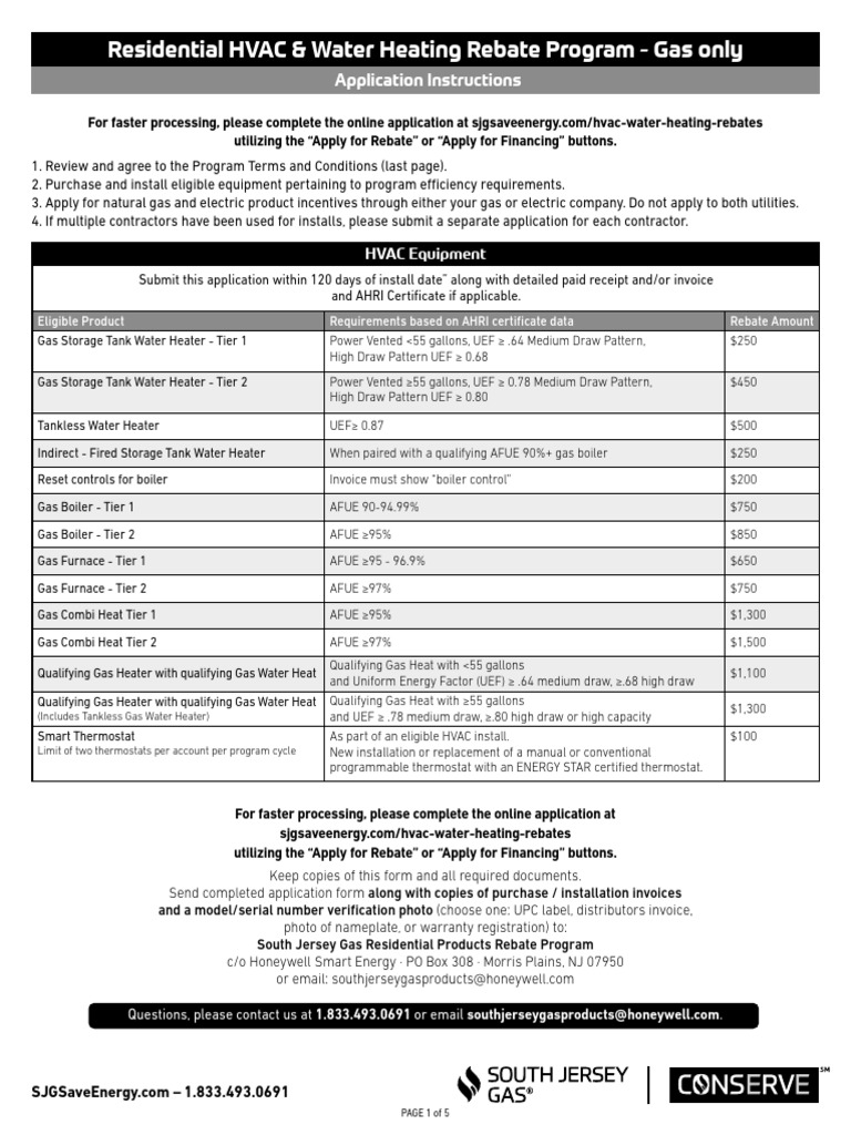 HVAC & Water Heating Rebate Application | PDF | Water Heating ...