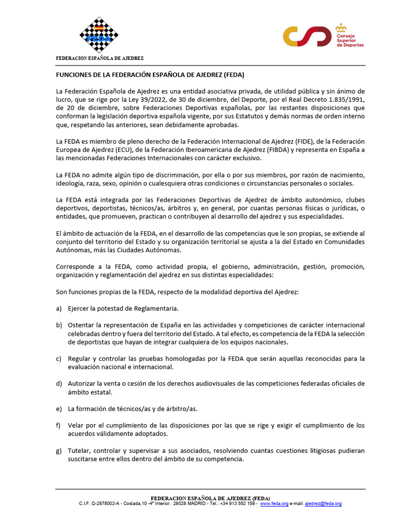 Funciones de La FEDA 2 | PDF | Federación | Regulación