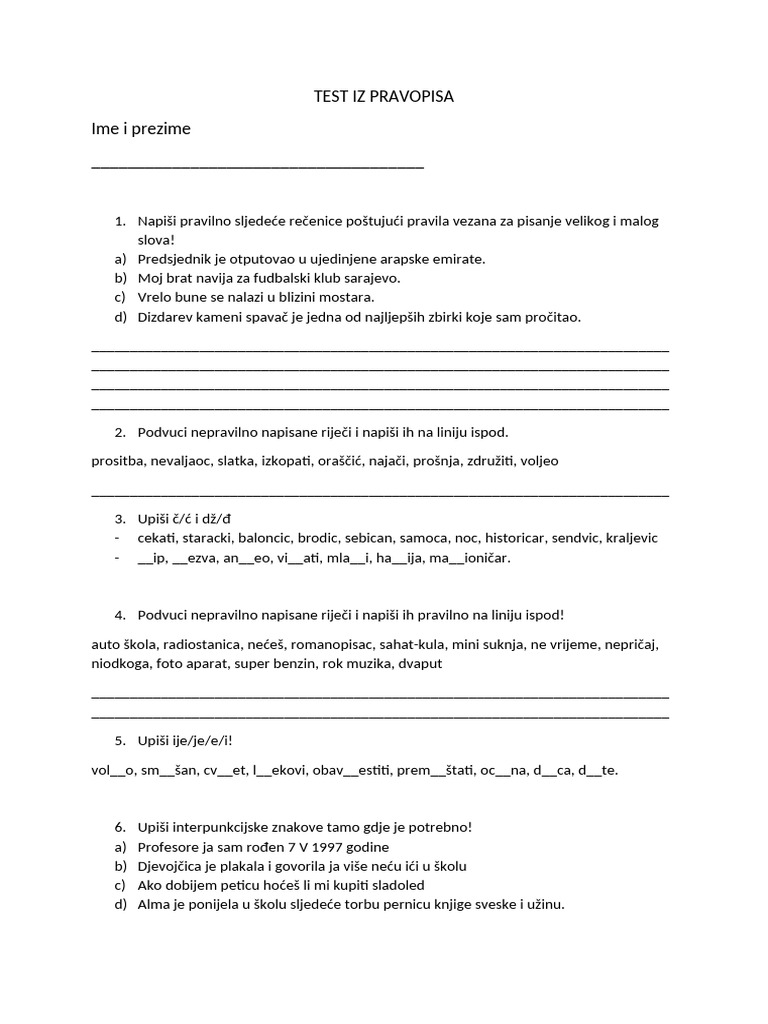 Test Iz Pravopisa | PDF
