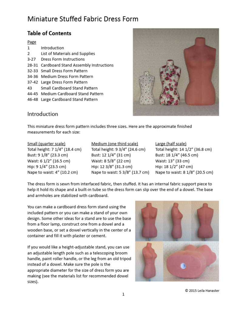 Miniature Dress Form Sewing Pattern | PDF | Seam (Sewing) | Sewing