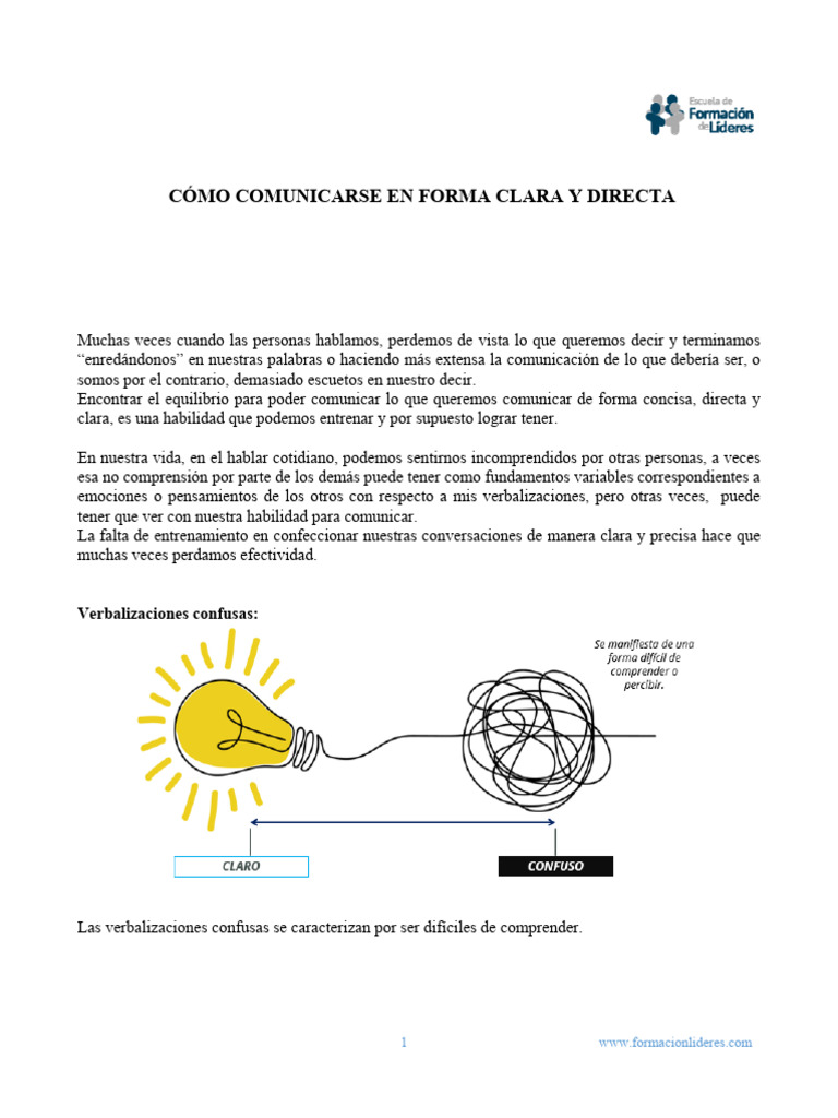 EFL - Cómo Comunicarse en Forma Clara y Directa - 2022 | PDF ...