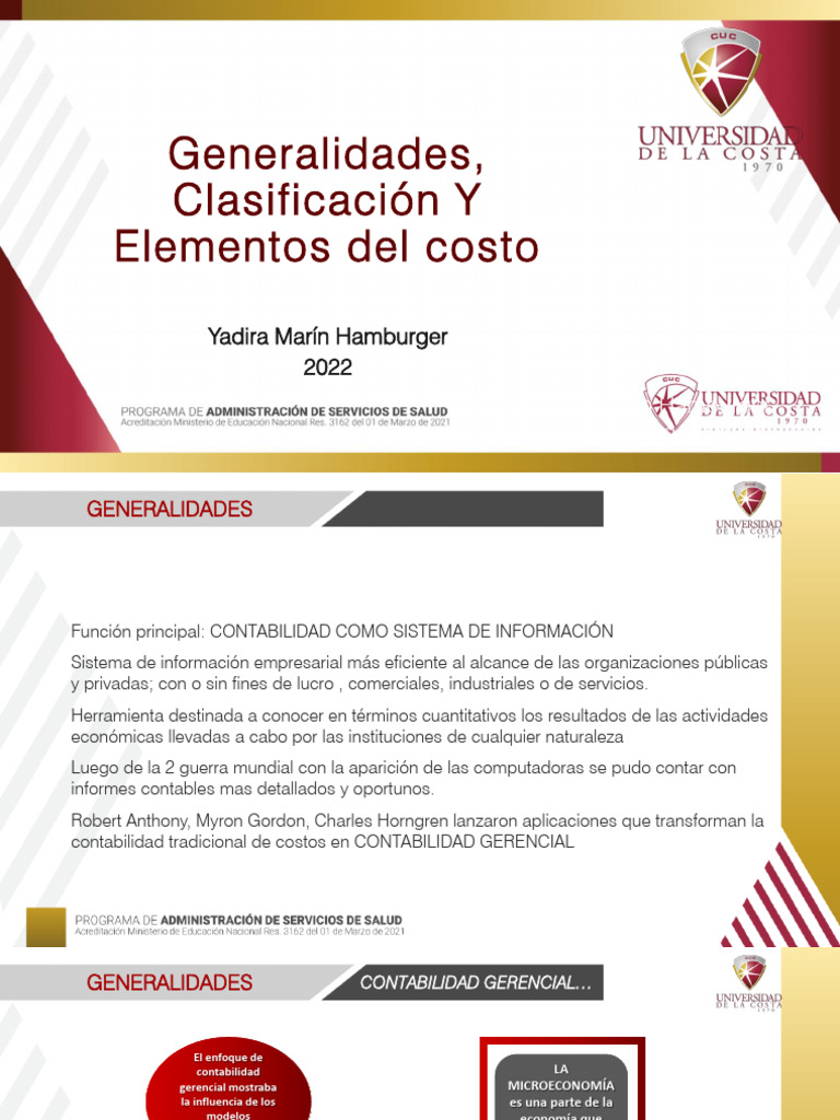 1 Generalidades de Costos - 2022 | PDF | Contabilidad | Contabilidad de costos