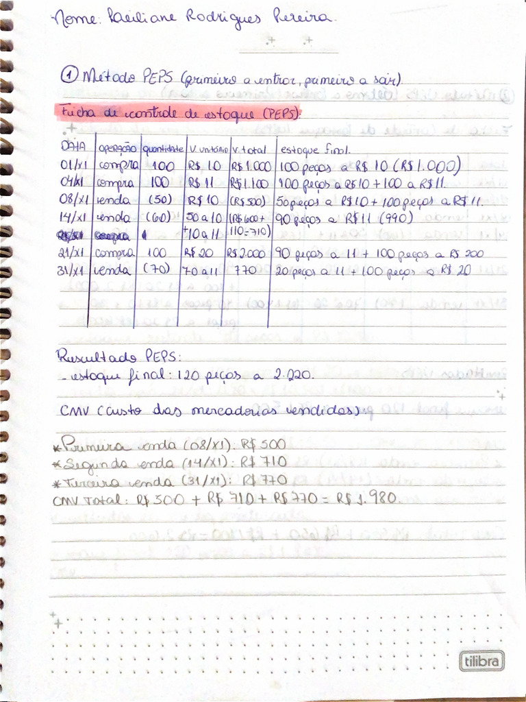 Atividade Contabilidade Peps Ueps Media | PDF