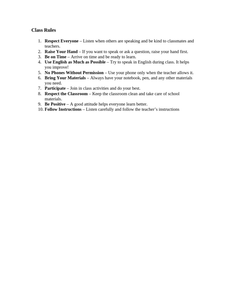 Class Rules | PDF