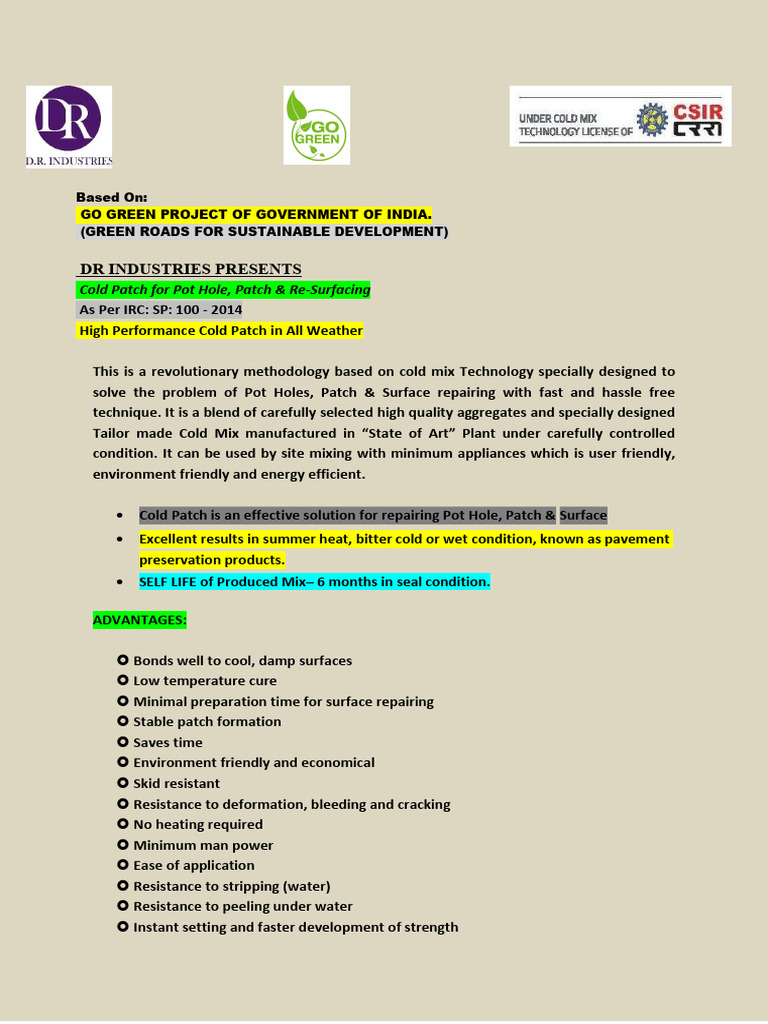 Leaflet Instant Road Repair | PDF | Road | Materials