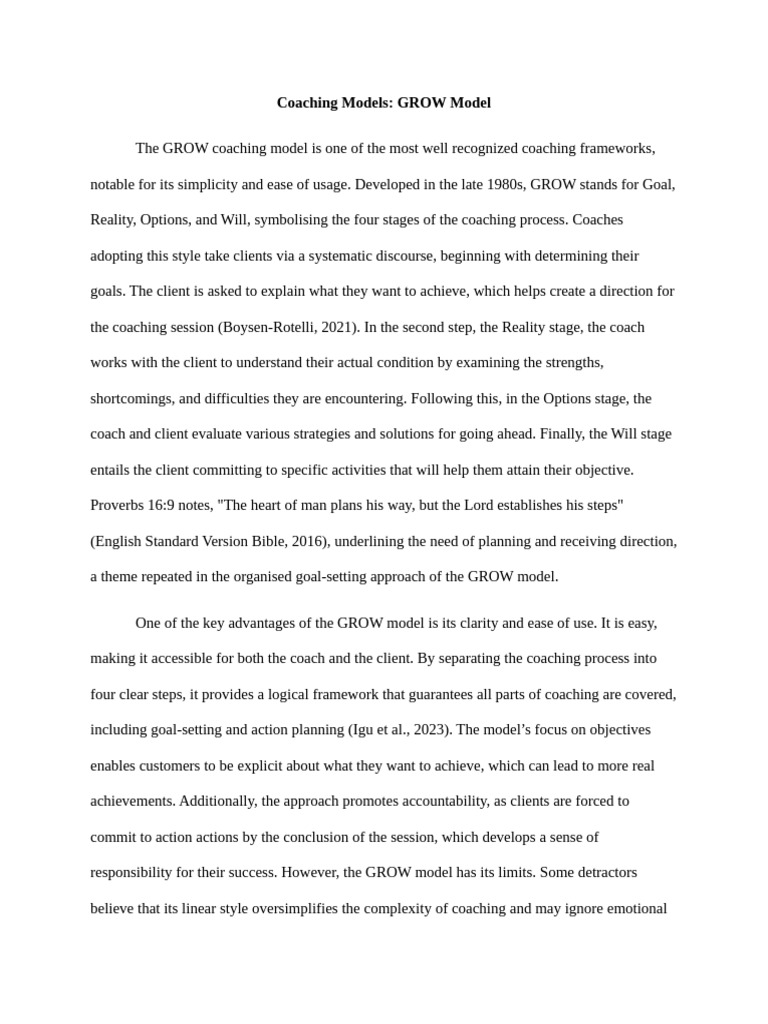 Coaching Models GROW Model | PDF | Goal Setting | Goal