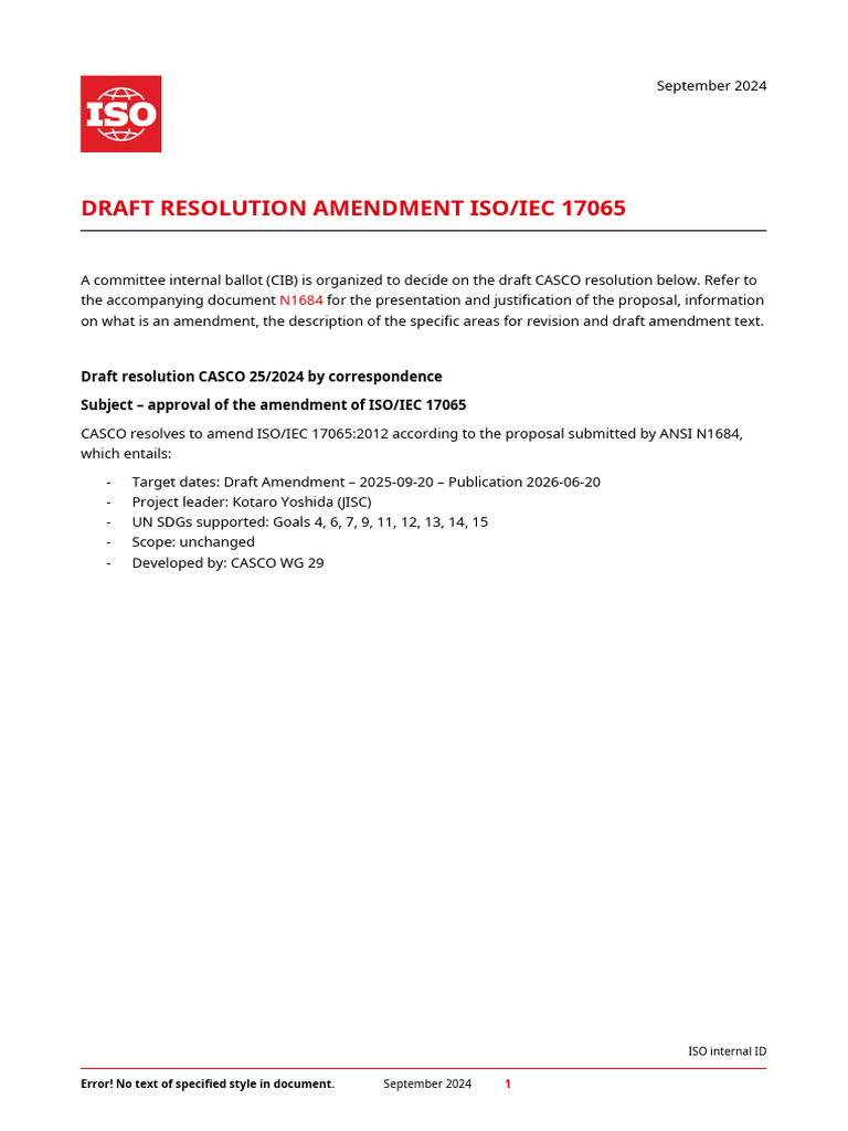 Amendment Proposal for ISO/IEC 17065 | PDF