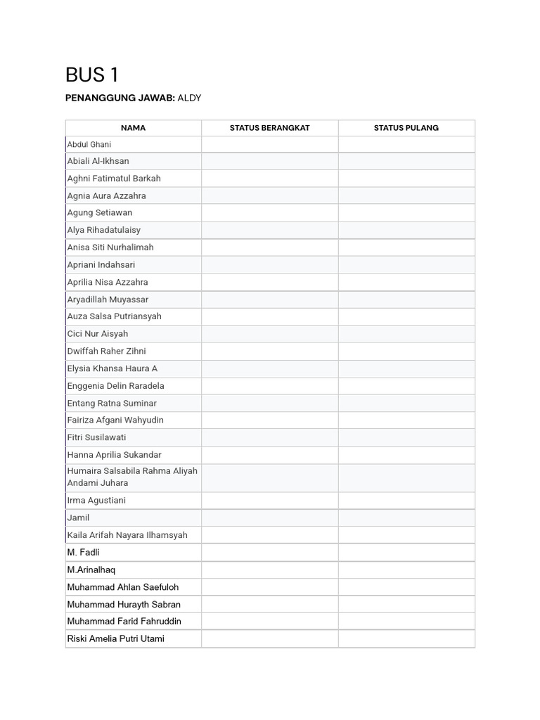 Update Pembagian Bus | PDF