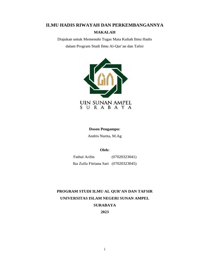 Ilmu Hadis Riwayah: Definisi dan Sejarah | PDF