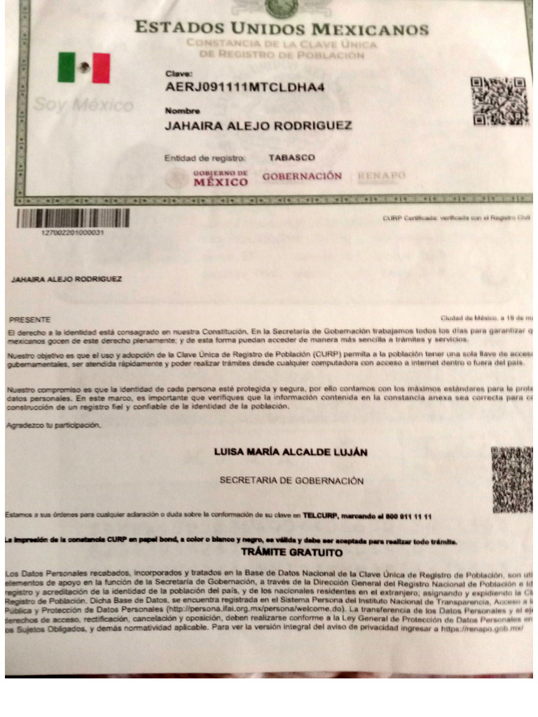 Curp Jahairaalejo | PDF