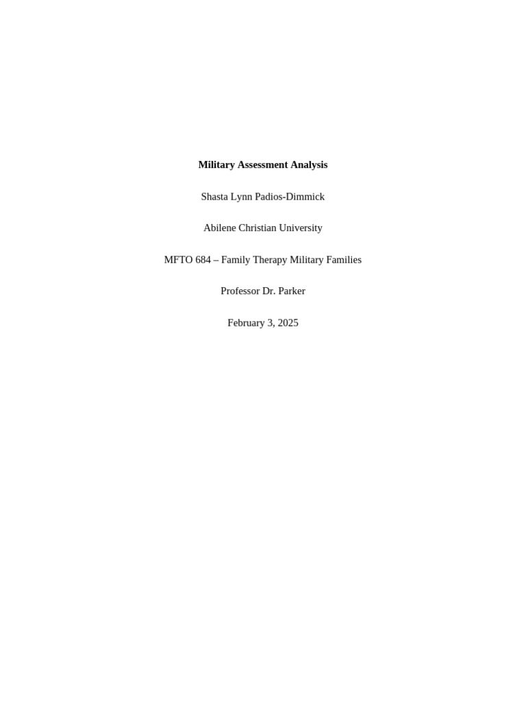 MFTO - 684 Military Assessment Analysis | PDF | Major Depressive ...