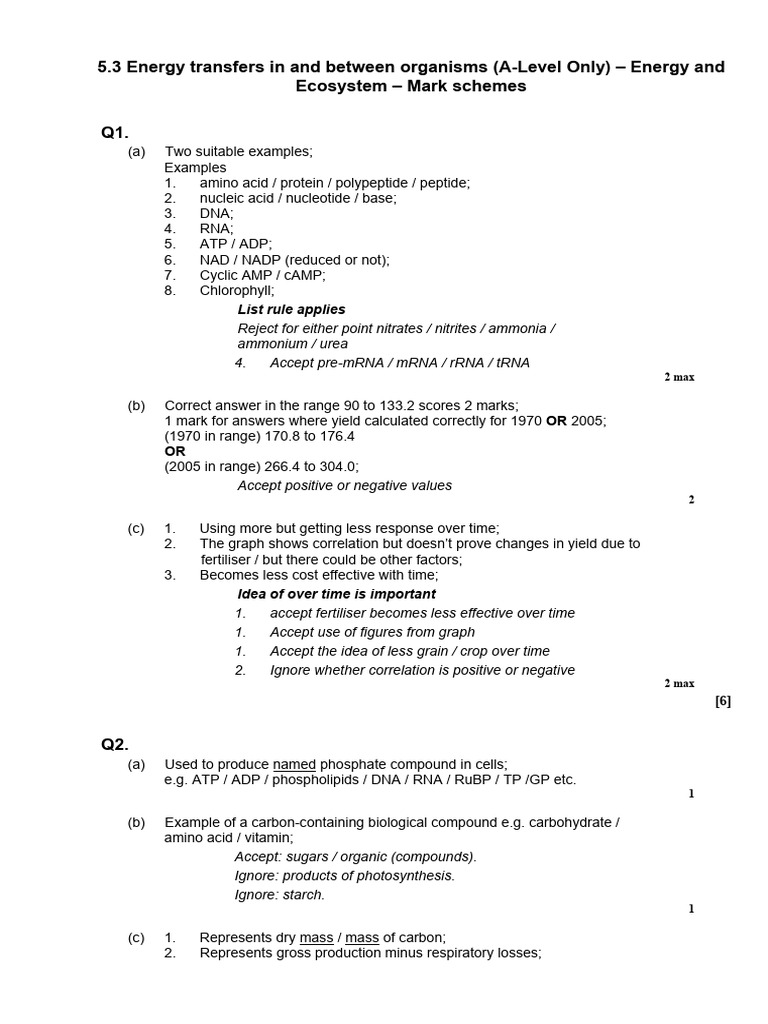 Energy Transfers in Organisms: A-Level Guide | PDF | Cellular ...
