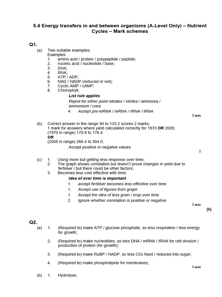 Energy Transfers in Organisms: A-Level Guide | PDF | Fertilizer | Nitrate