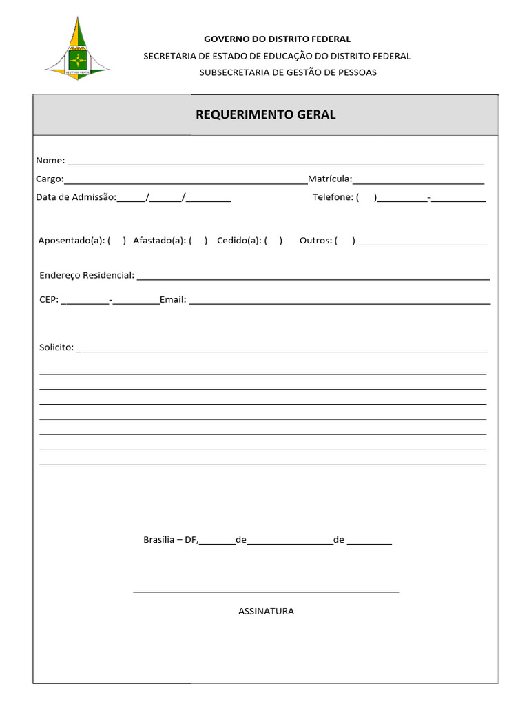 Formulario Requerimento Geral 1 | PDF