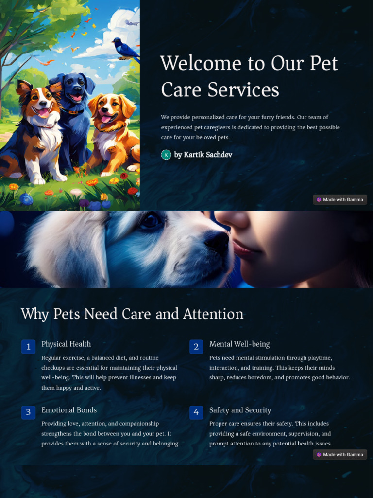 Welcome To Our Pet Care Services | PDF | Pet | Caregiver