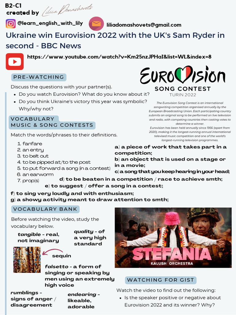 Eurovision Vocabulary & Discussion Guide | PDF