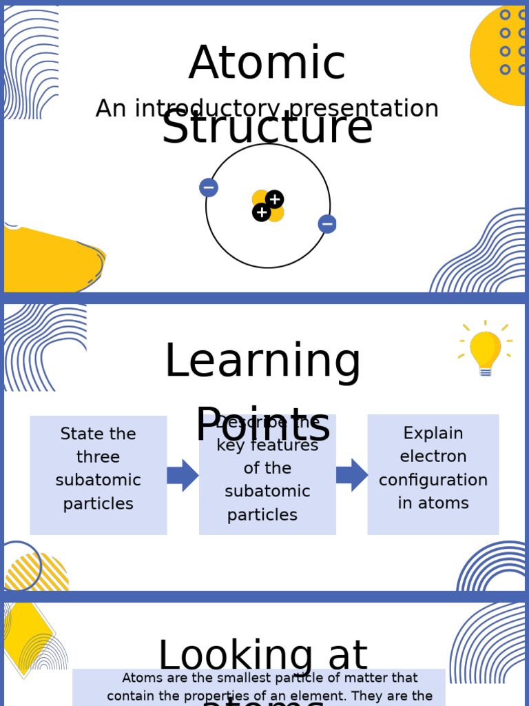 Atomic Structure Chemistry Presentation in A Blue Yellow Bold Style ...