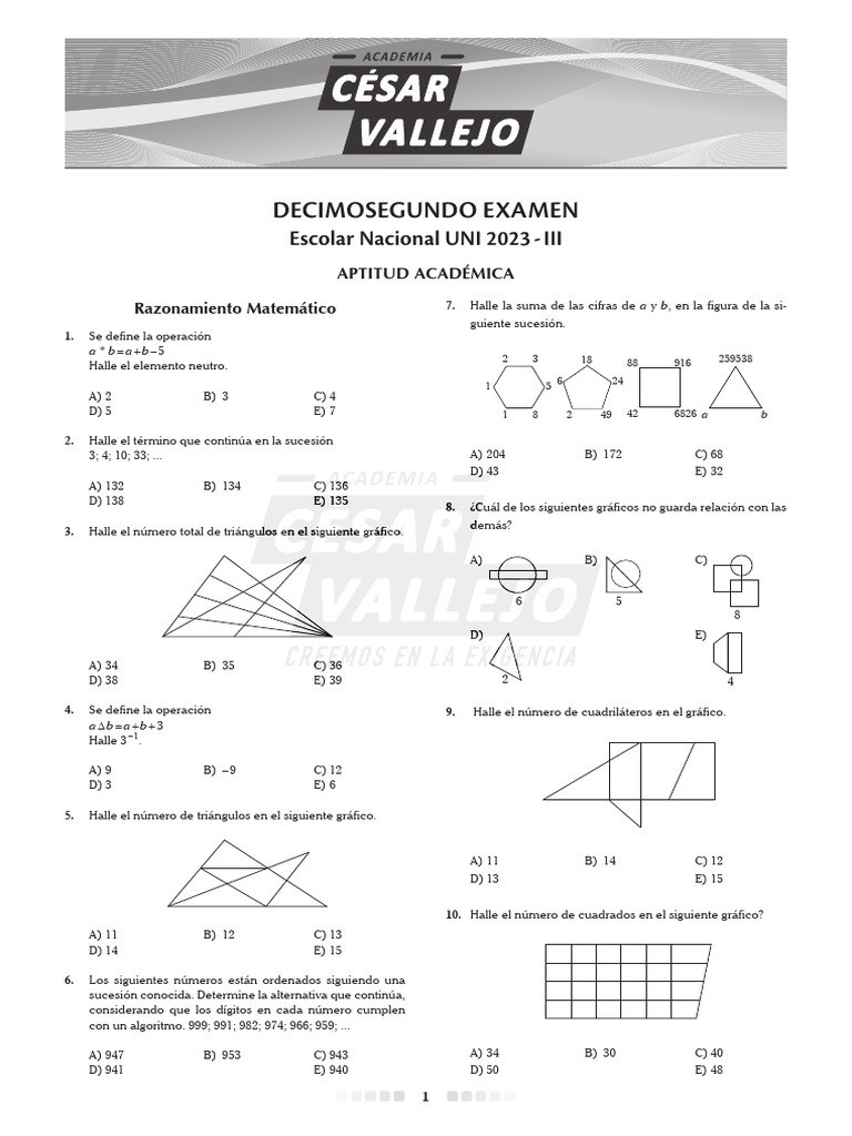 12 Ex Esc Nac UNI | PDF | Agua | Ester