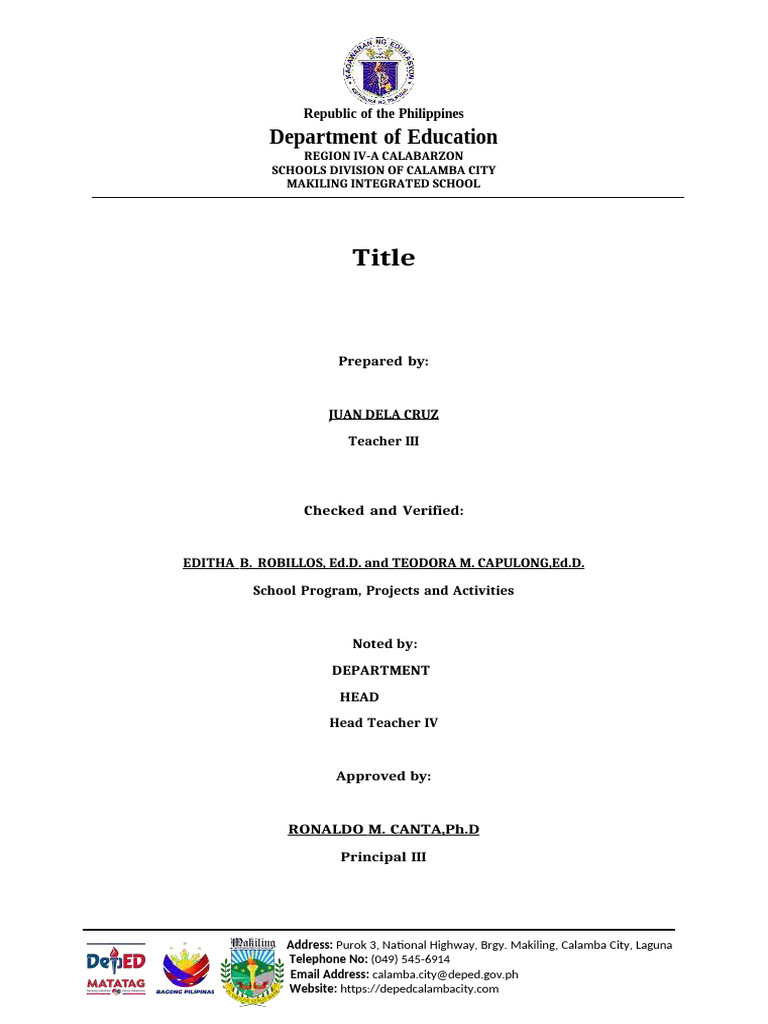 Activity Design Proposal for Makiling School | PDF | Computing