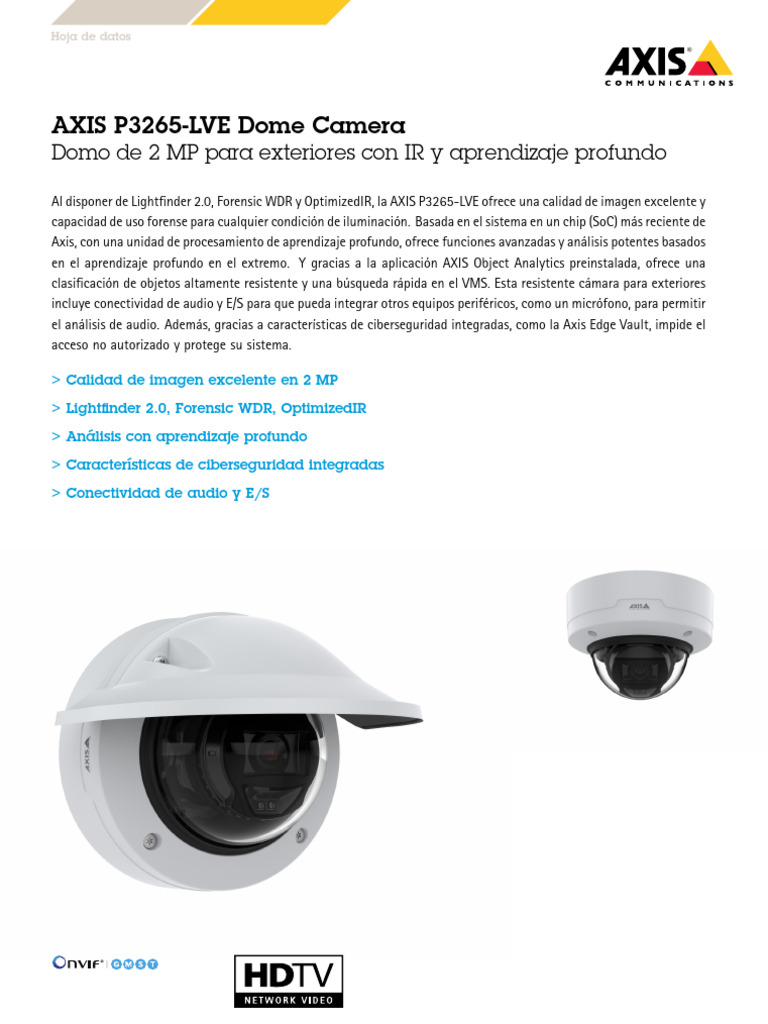 Datasheet Axis p3265 Lve Dome Camera Es ES 357394 | PDF | Vídeo ...