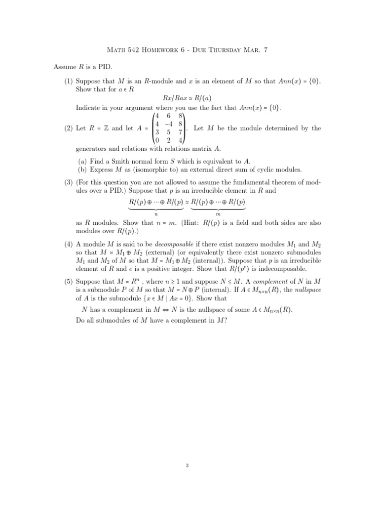 Advanced Algebra Homework | PDF