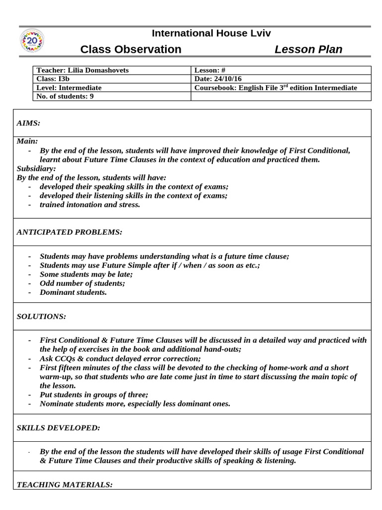 CELTA Lesson Plan | PDF | Multiple Choice | Question