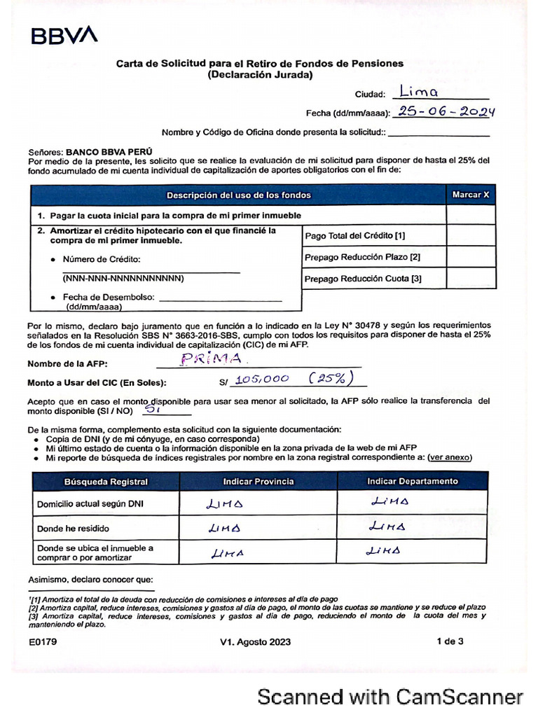 Carta de Solicitud Afp | PDF