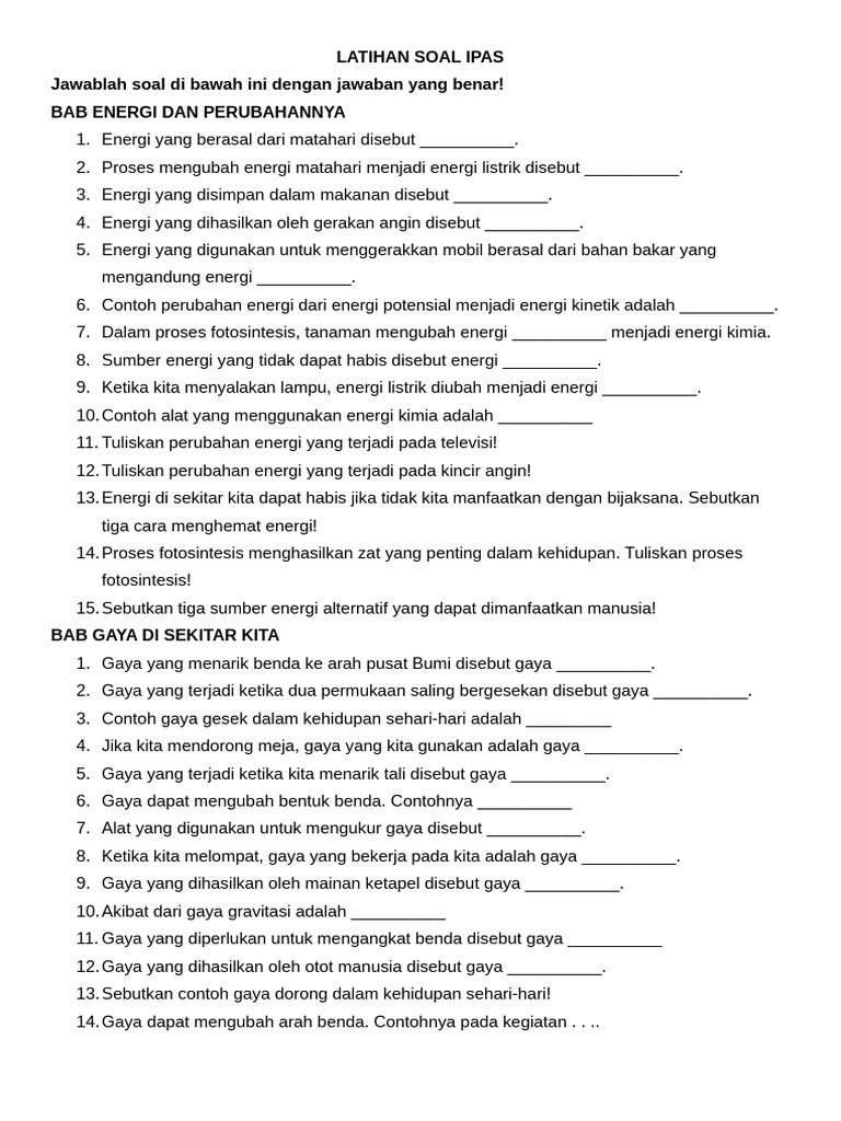 Latihan Soal Ipas | PDF