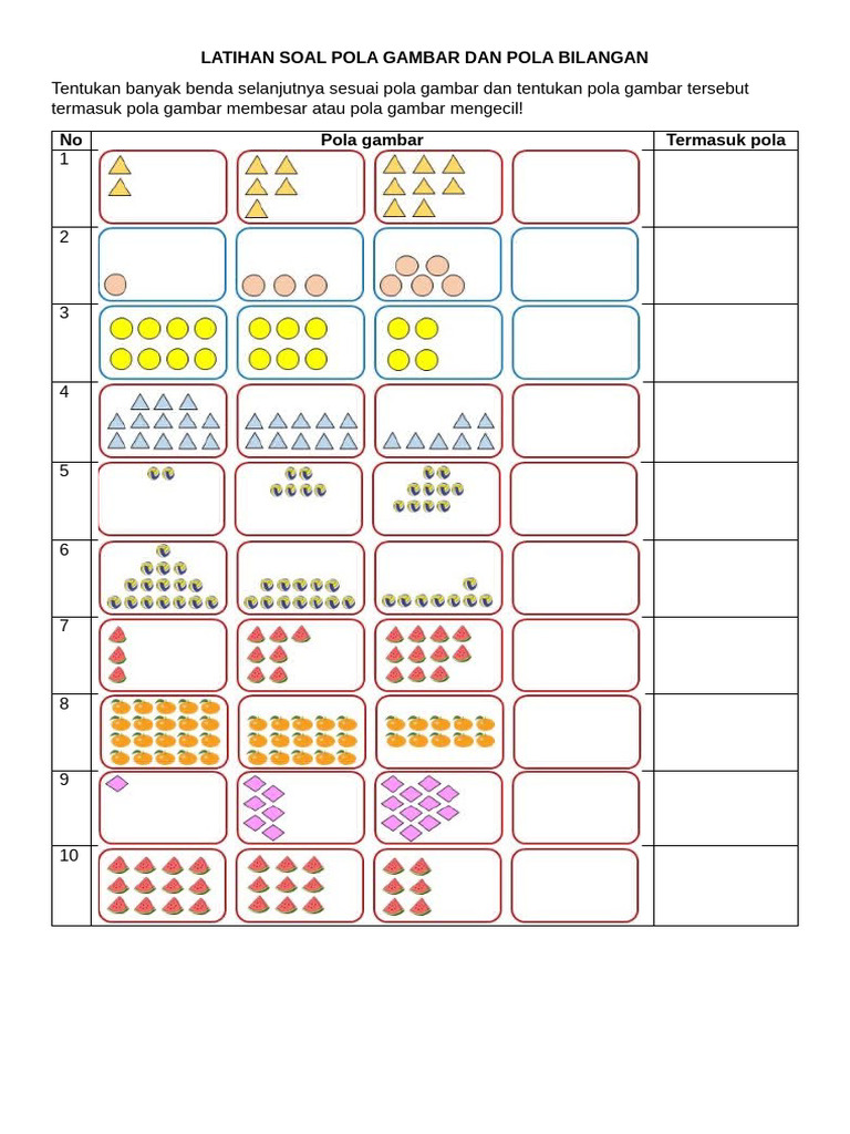 Latihan Soal Pola Gambar Dan Pola Bilangan | PDF