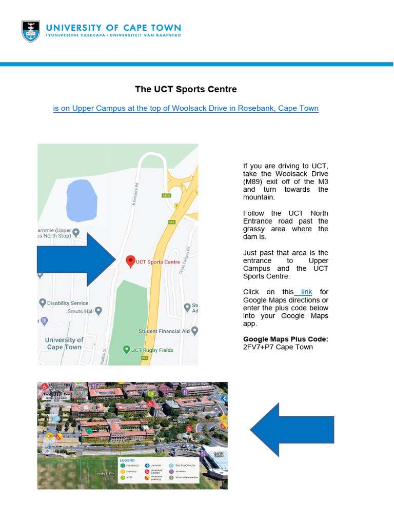 UCT Sports Centre Directions 2021 | PDF
