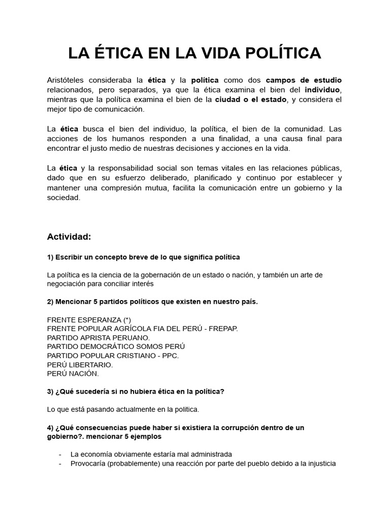 Ética y Política: Claves de la Gobernanza | PDF