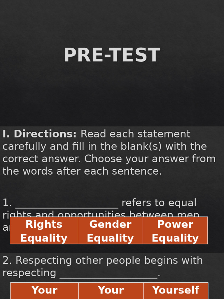 LS 5 Module 2 Pre-Test | PDF | Bullying | Gender