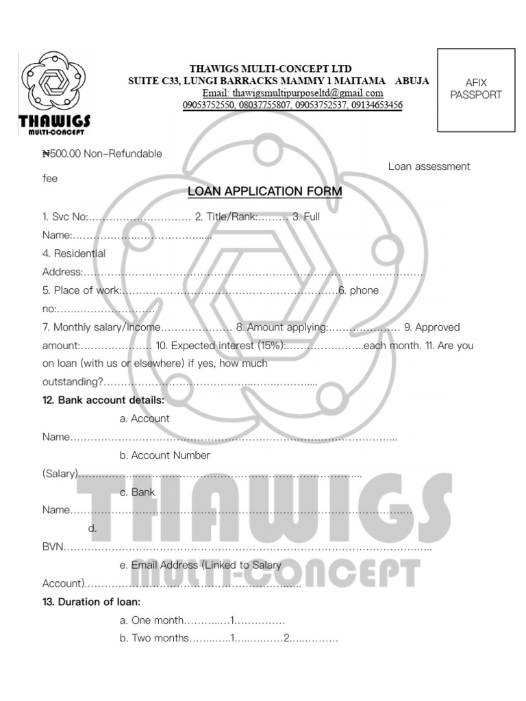 Loan Application Form 1 | PDF | Interest | Loans