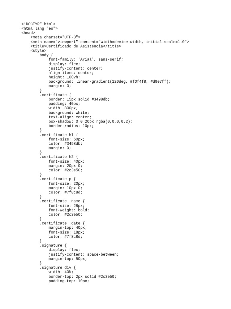 Certificado HTML | PDF