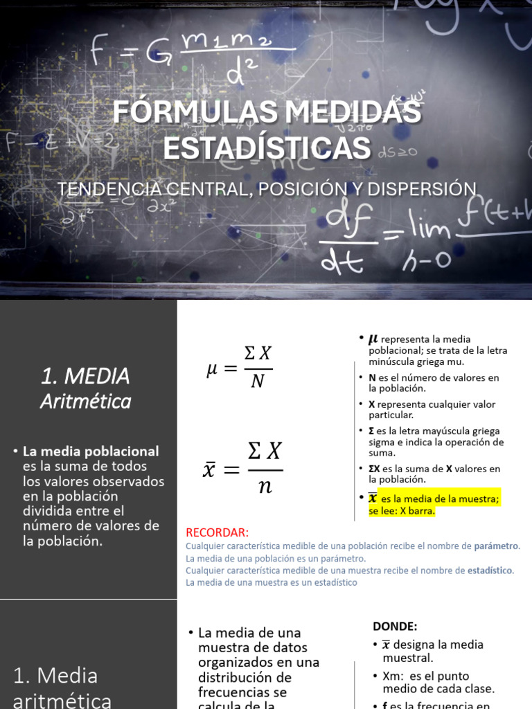 FORMULAS MEDIDAS ESTADISTICAS | PDF | Media | Mediana