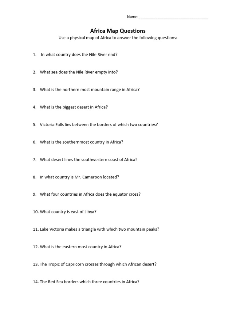 Africa Map Quiz Questions | PDF