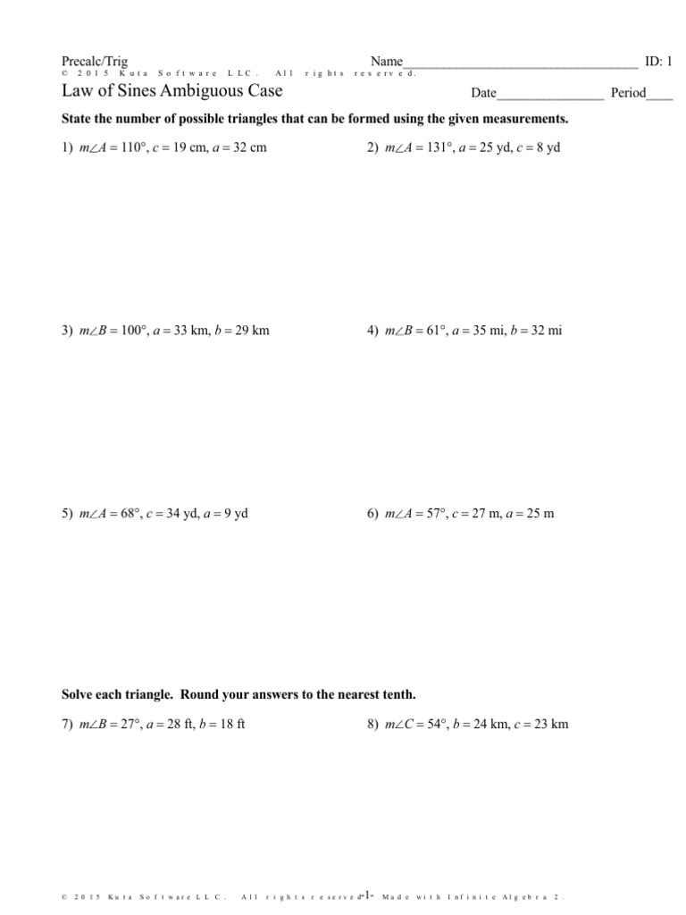 8 Law of Sines Ambiguous Case | PDF | Geometric Measurement | Angle