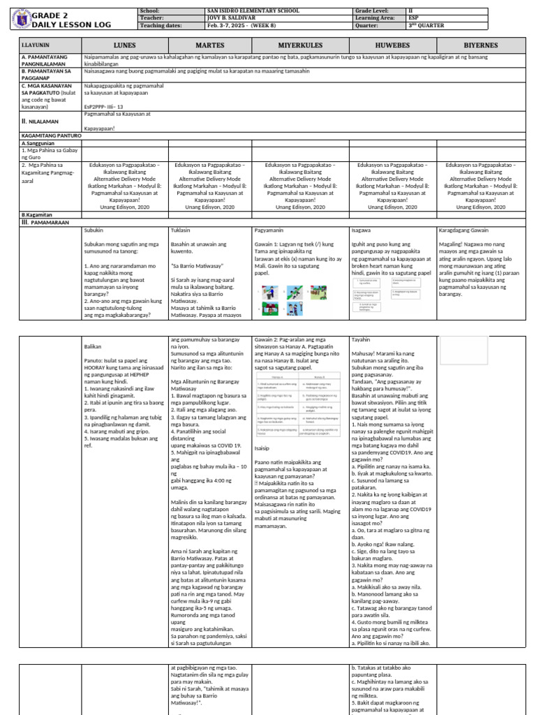 Esp 2 DLL Q3 W8 | PDF