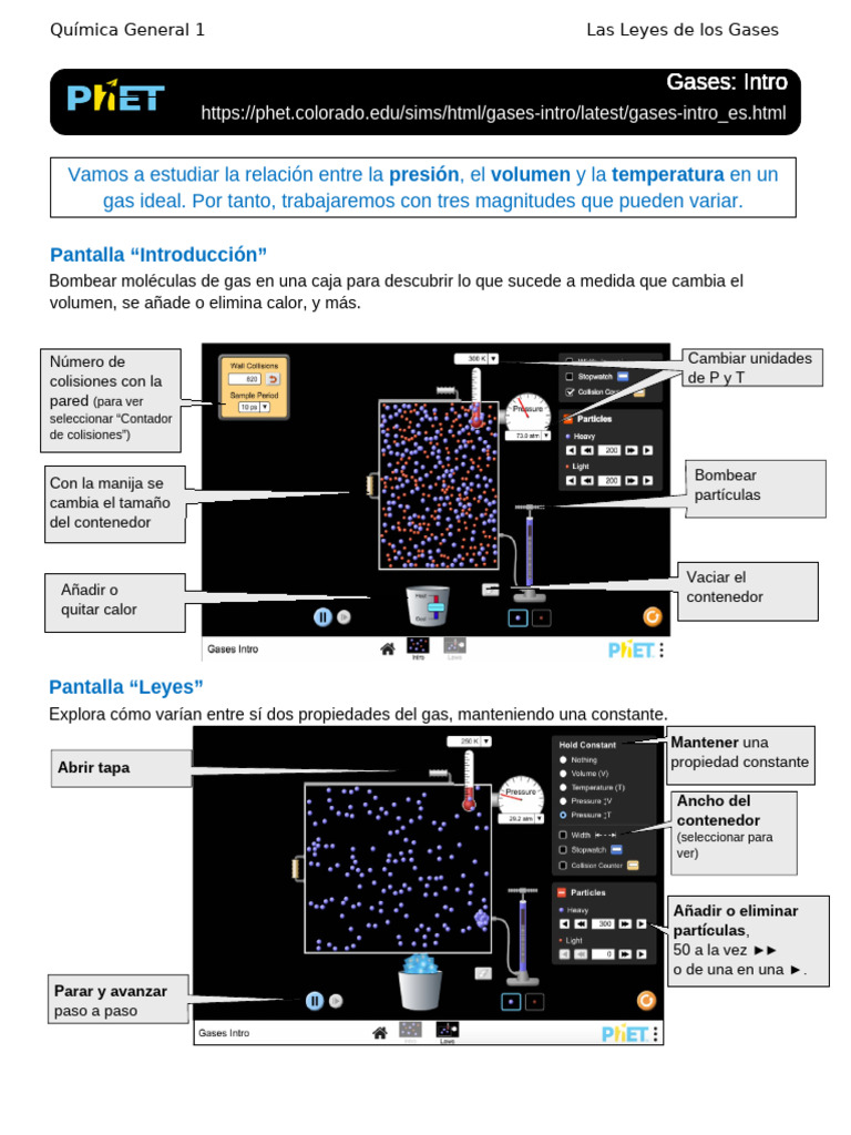 6. EJERCICIO_Phet_Leyes de Los Gases | PDF | Gases | Cantidad